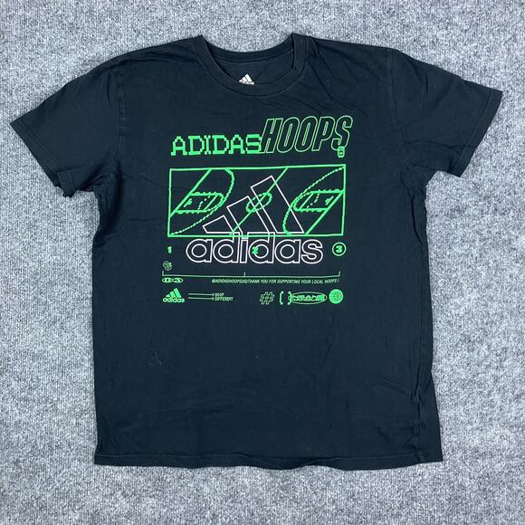 adidas | Shirts & Tops | Adidas Tshirt Boys Xl Black Hoops Basketball ...